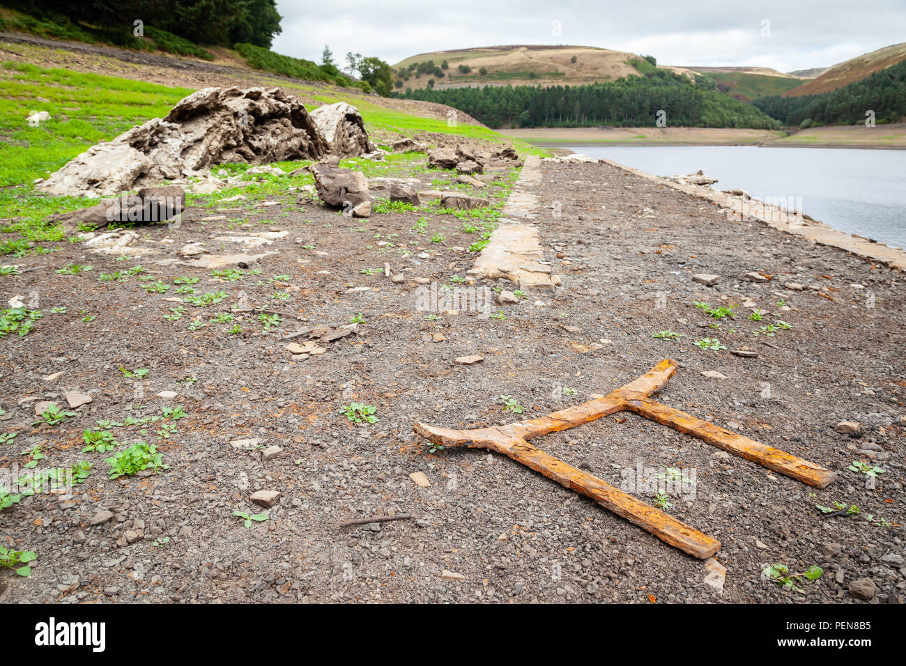 A view of Derwent Reservoir in the Peak District, showing the effects a ...