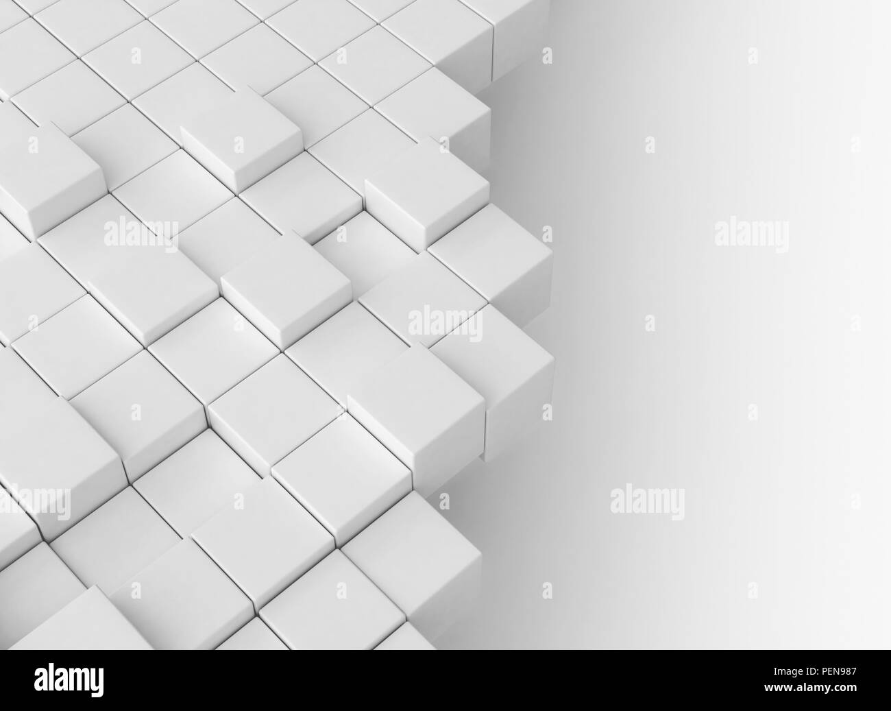 Abstract geometric shape made of white cubes Stock Photo - Alamy