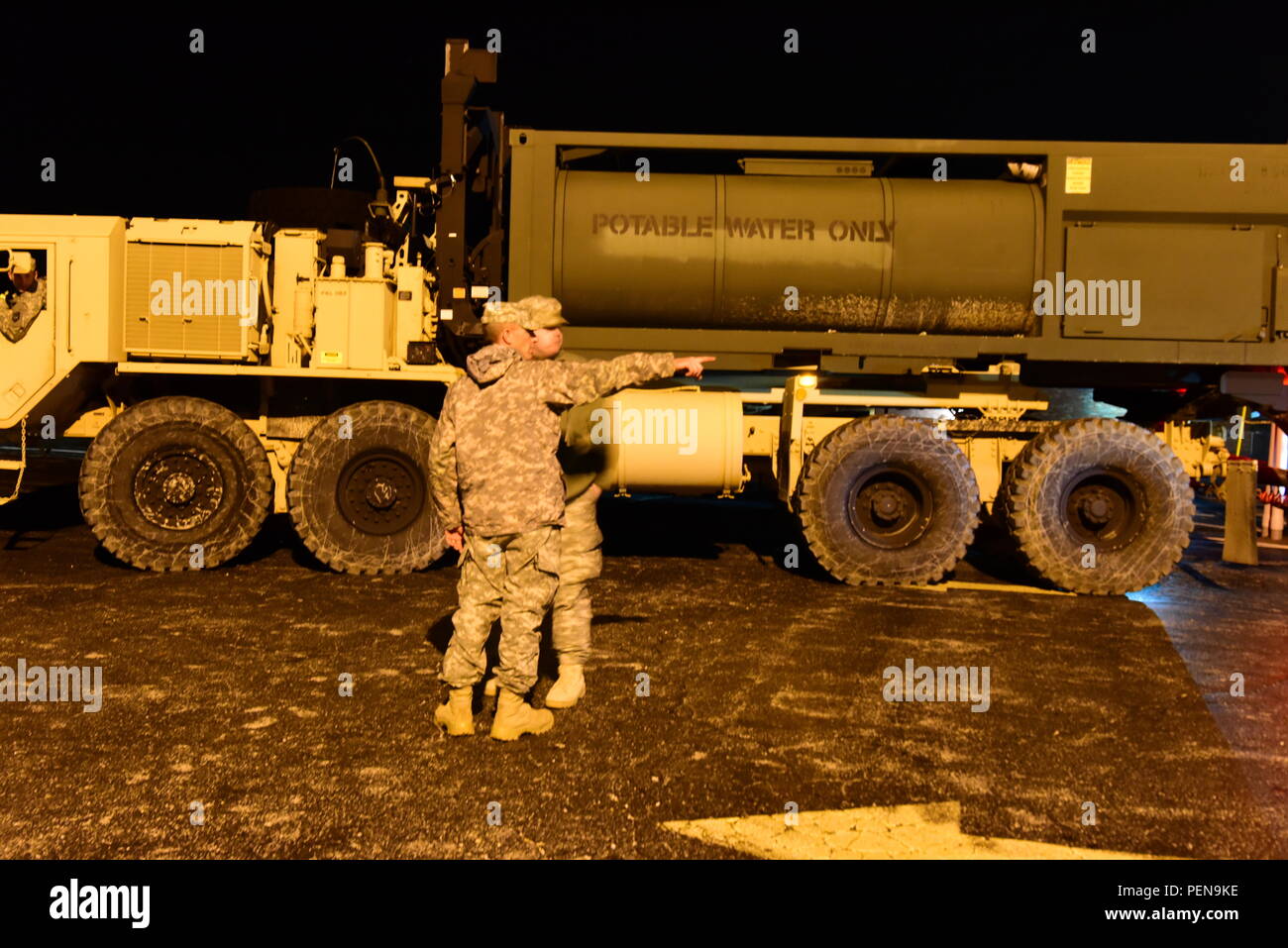 Soldiers from the 311th Brigade Support Battalion staged vehicles ...