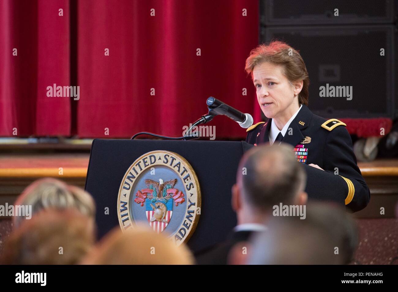 Brig. Gen. Diana Holland addresses the audience after assuming command ...