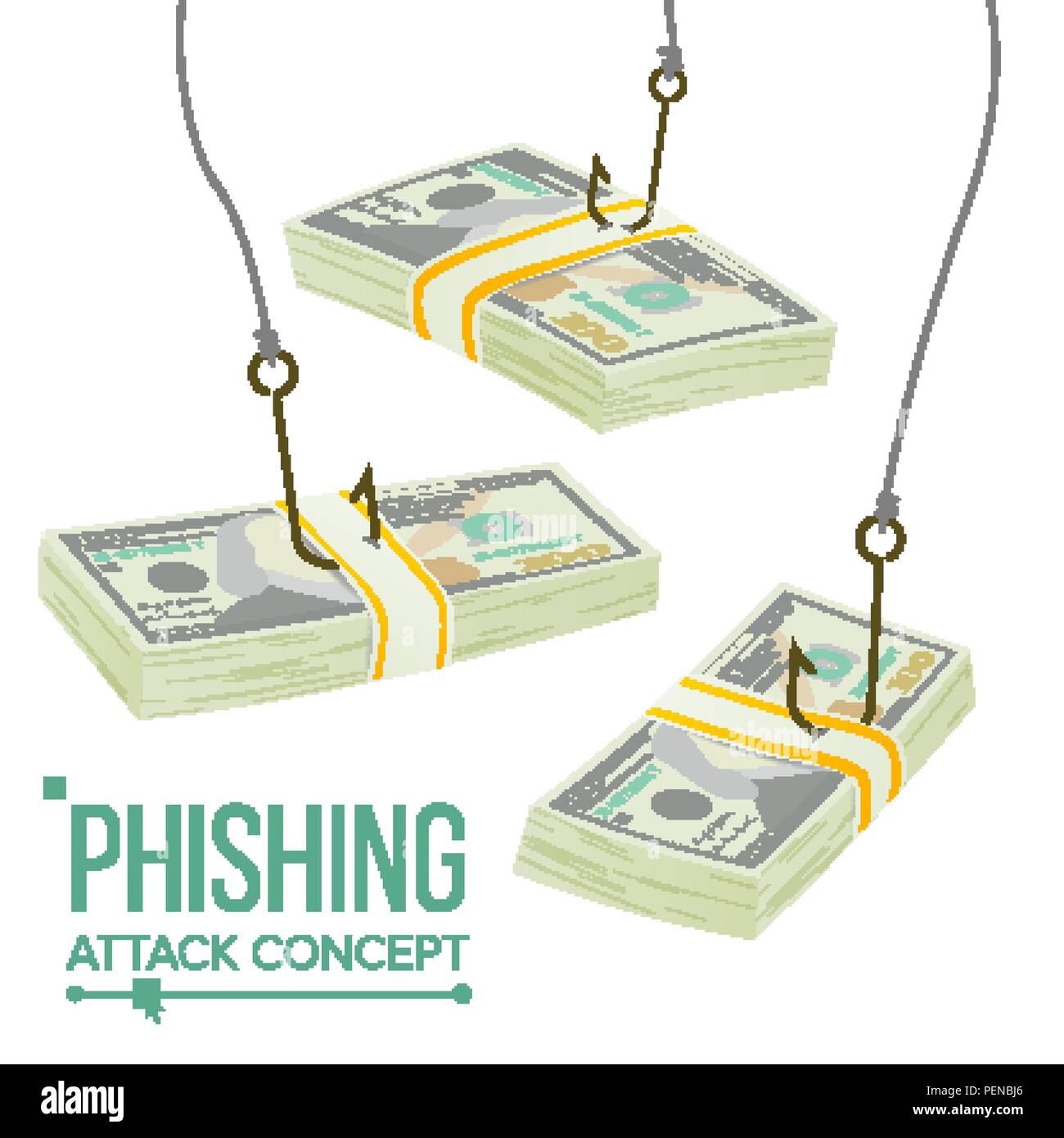 Phishing Money Concept Vector. Fraud Theft Protection. Leakage ...