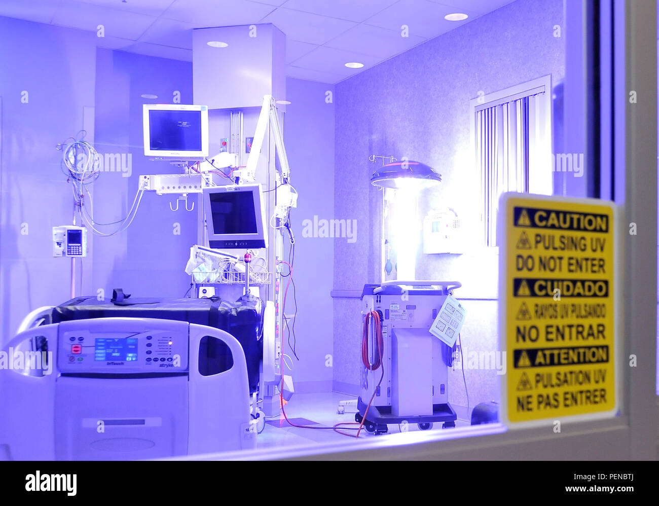 L-VIRA, a germ-zapping robot, emits a flash of ultraviolet c (UVC ...