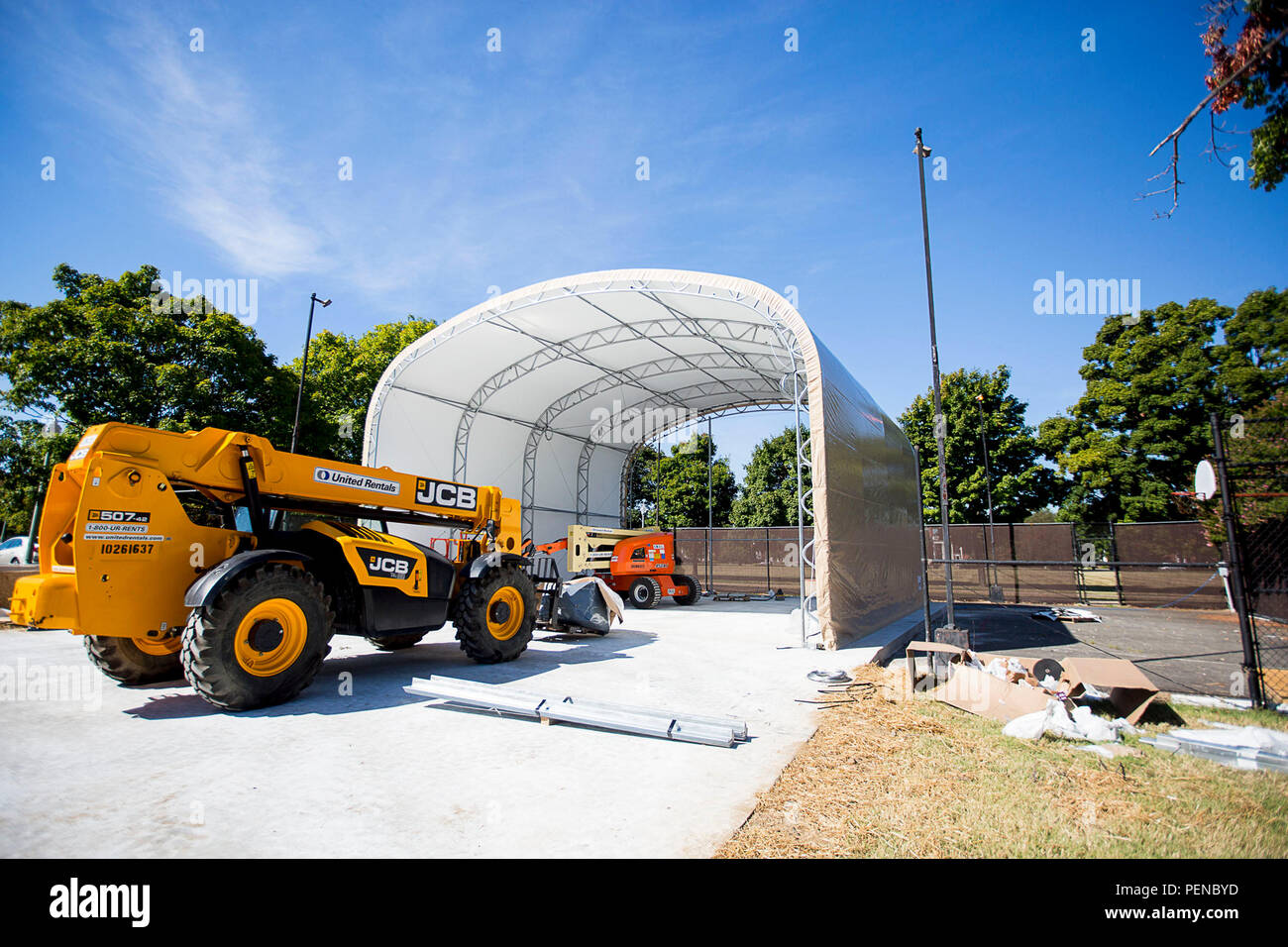 Pictured here, a new temporary fire station was constructed at the Fort ...