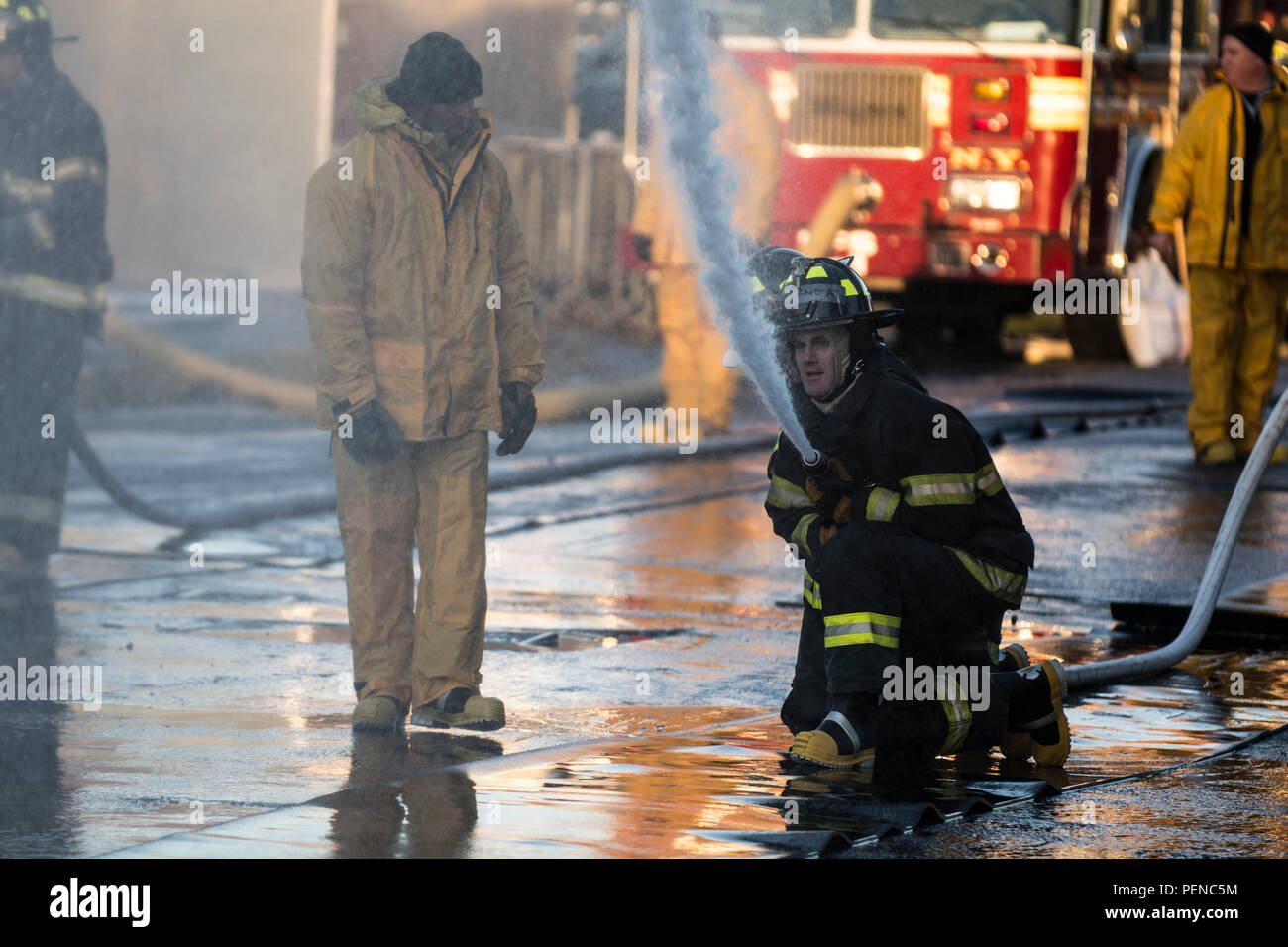 Probationary firefighters in their second week of training at the New ...
