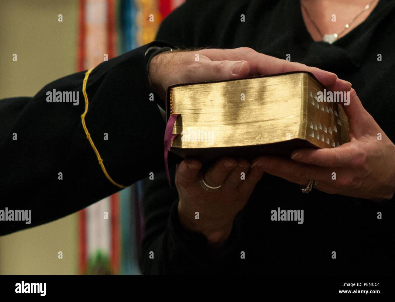 Command Sgt. Maj. James P. Wills takes the oath of office, during a ...