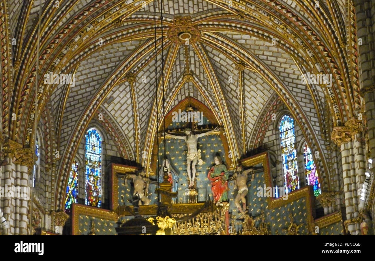 Interior of the gothic cathedral in Toledo, Spain Stock Photo - Alamy