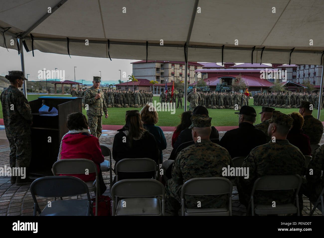 U.S. Marine Corps Col. Paul J. Nugent addresses the crowd during a ...