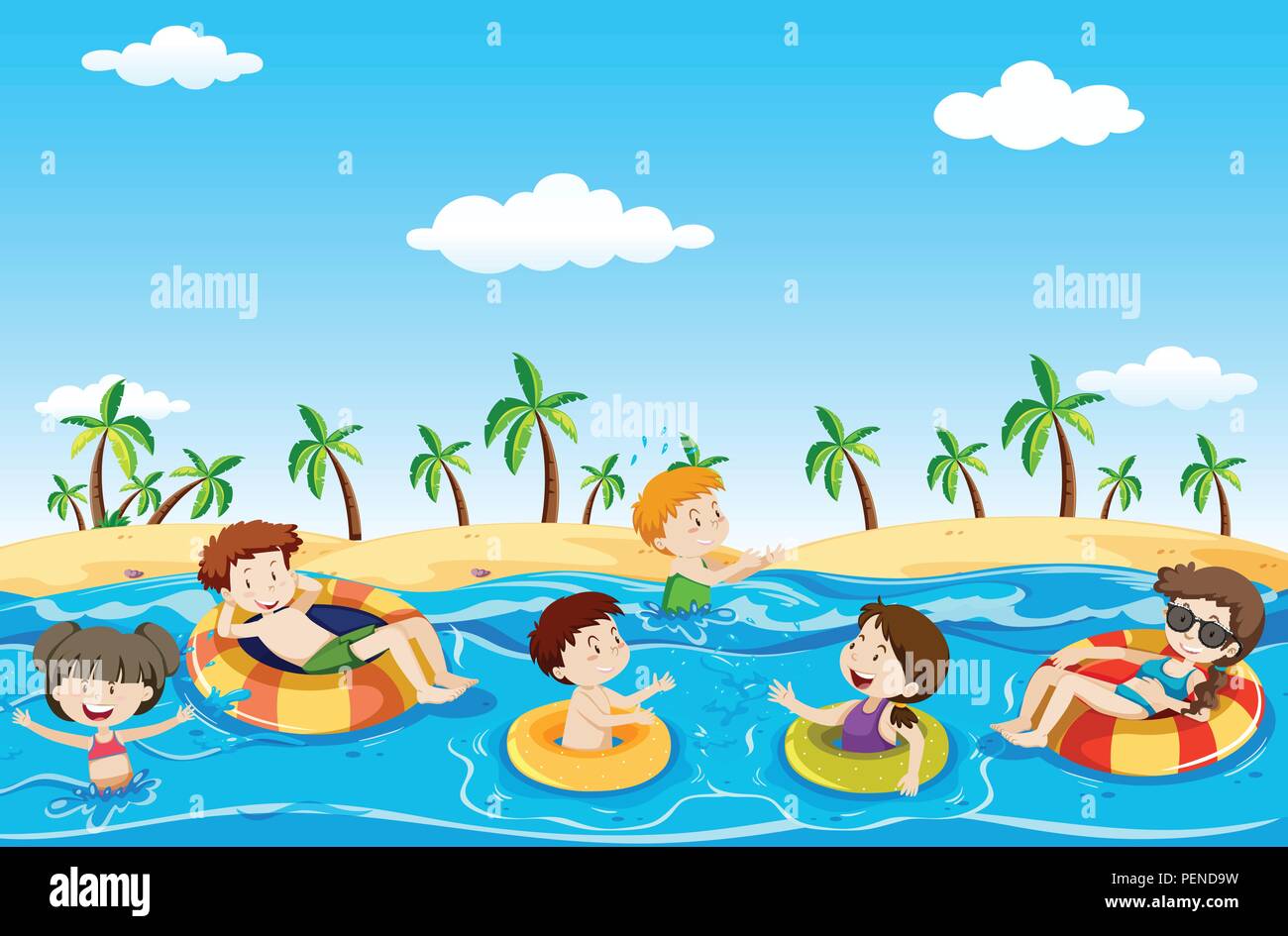 Kids At The Beach Clip Art