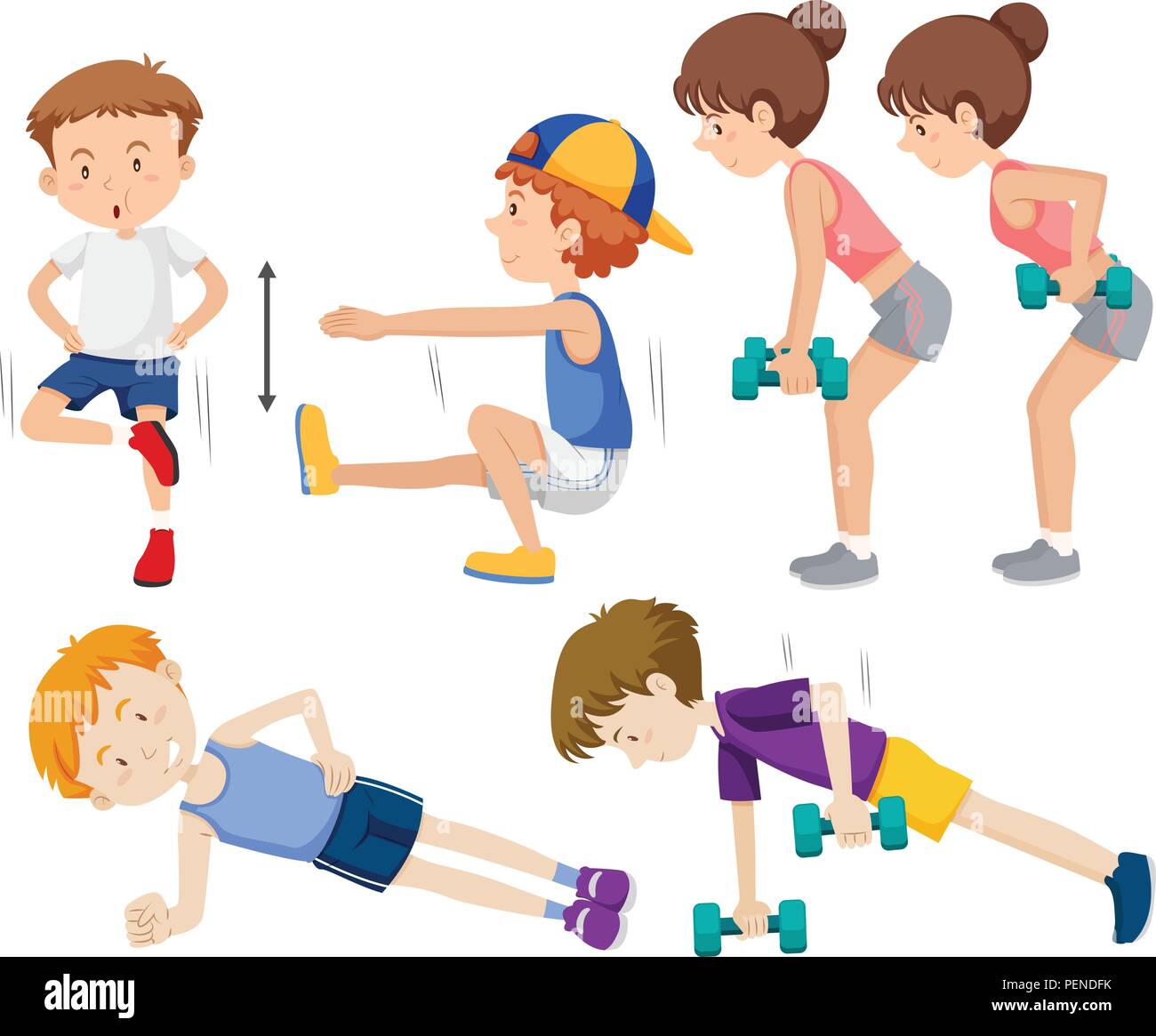 Set of people doing exercise illustration Stock Vector Image & Art - Alamy