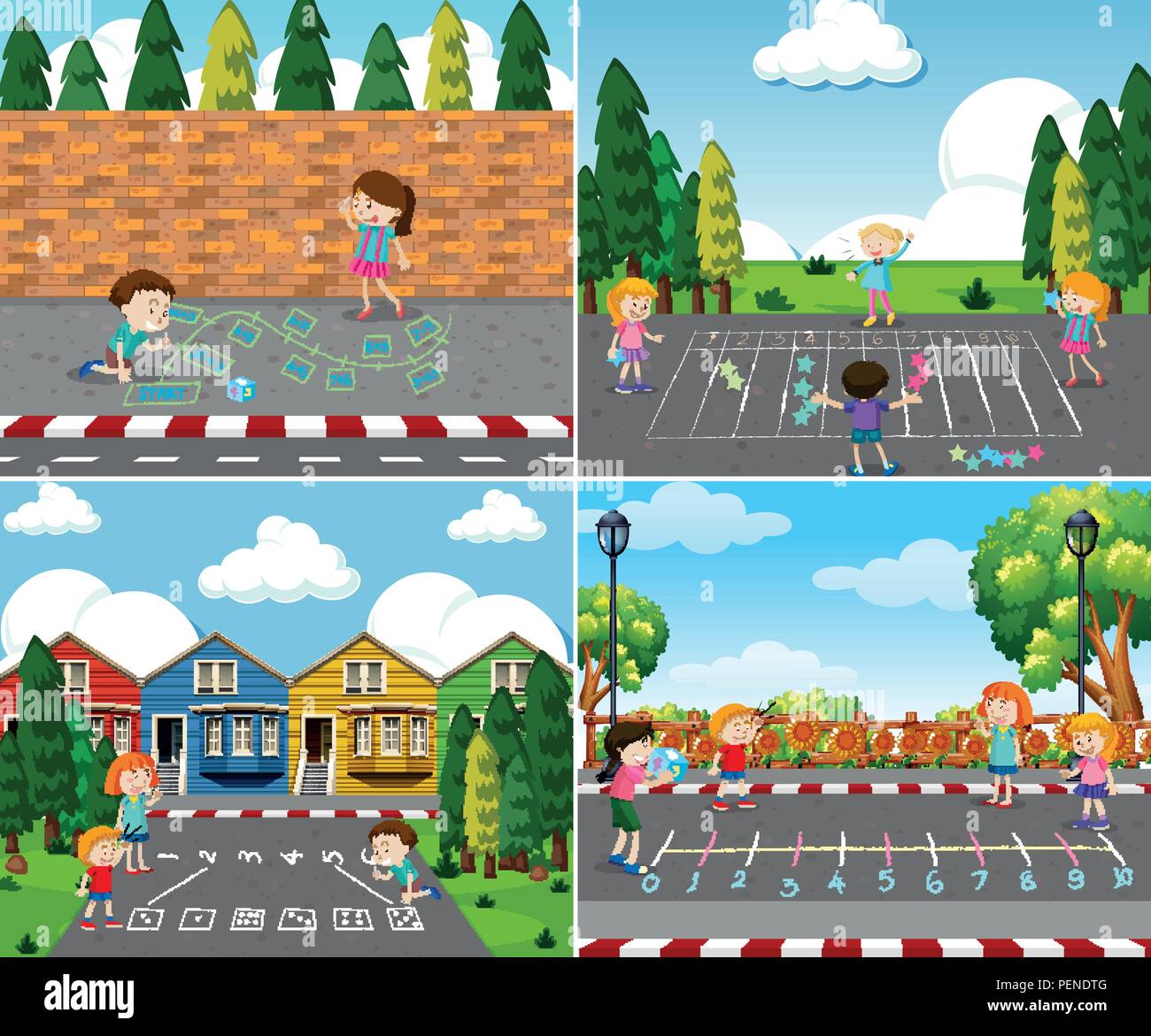 Scene of children playing outdoors illustration Stock Vector Image ...