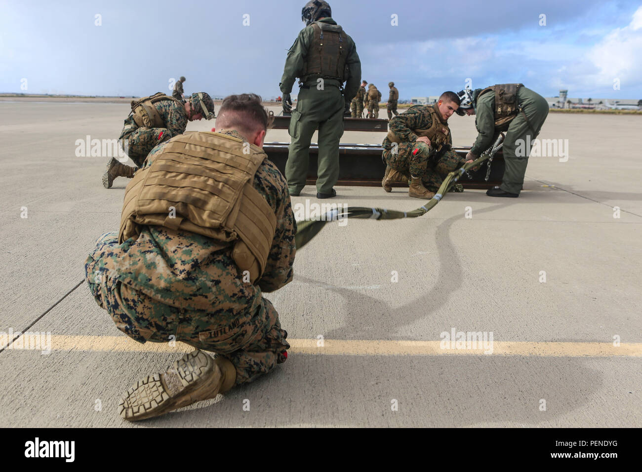 Marines with Combat Logistic Battalion (CLB) 11 prepare a 6,200 pound ...