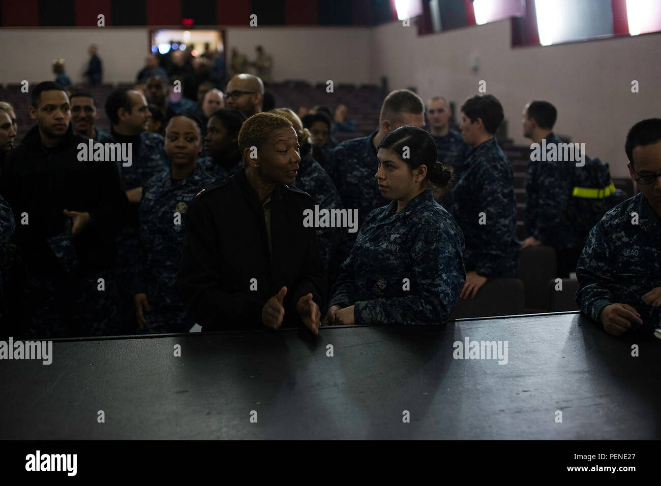 Training and education fleet master chief april beldo talks with hi-res ...