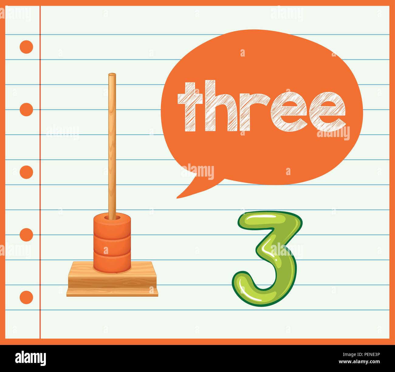 A math learning card number three illustration Stock Vector Image & Art ...