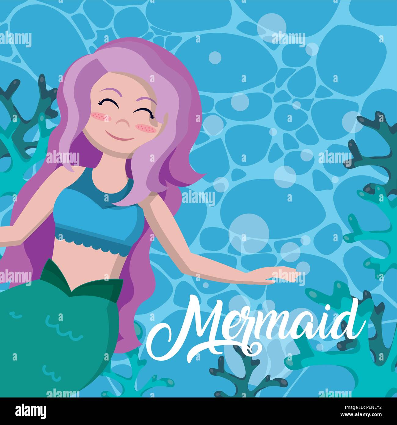Beautiful mermaid cartoons Stock Vector Image & Art - Alamy