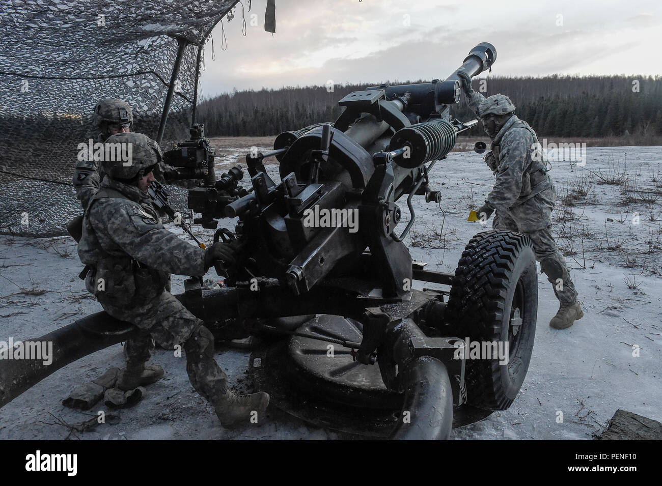 Paratroopers assigned to B Battery, 2nd Battalion, 377th Parachute Field Artillery Regiment, 4th ...