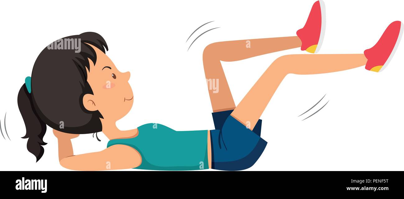 Girl doing ab bicycle exercise illustration Stock Vector Image & Art ...