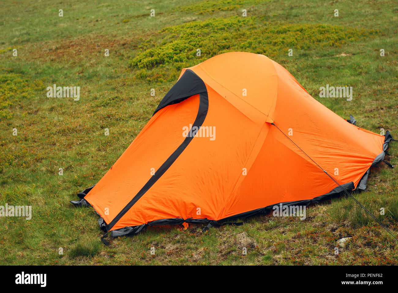 camping tent in the grass Stock Photo - Alamy