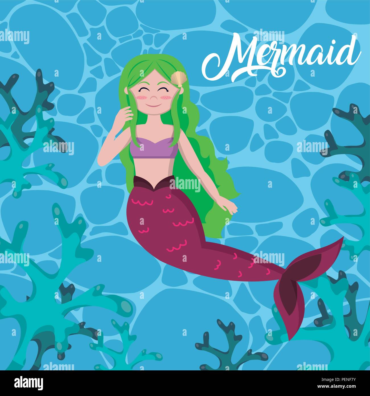 Beautiful mermaid cartoons Stock Vector Image & Art - Alamy