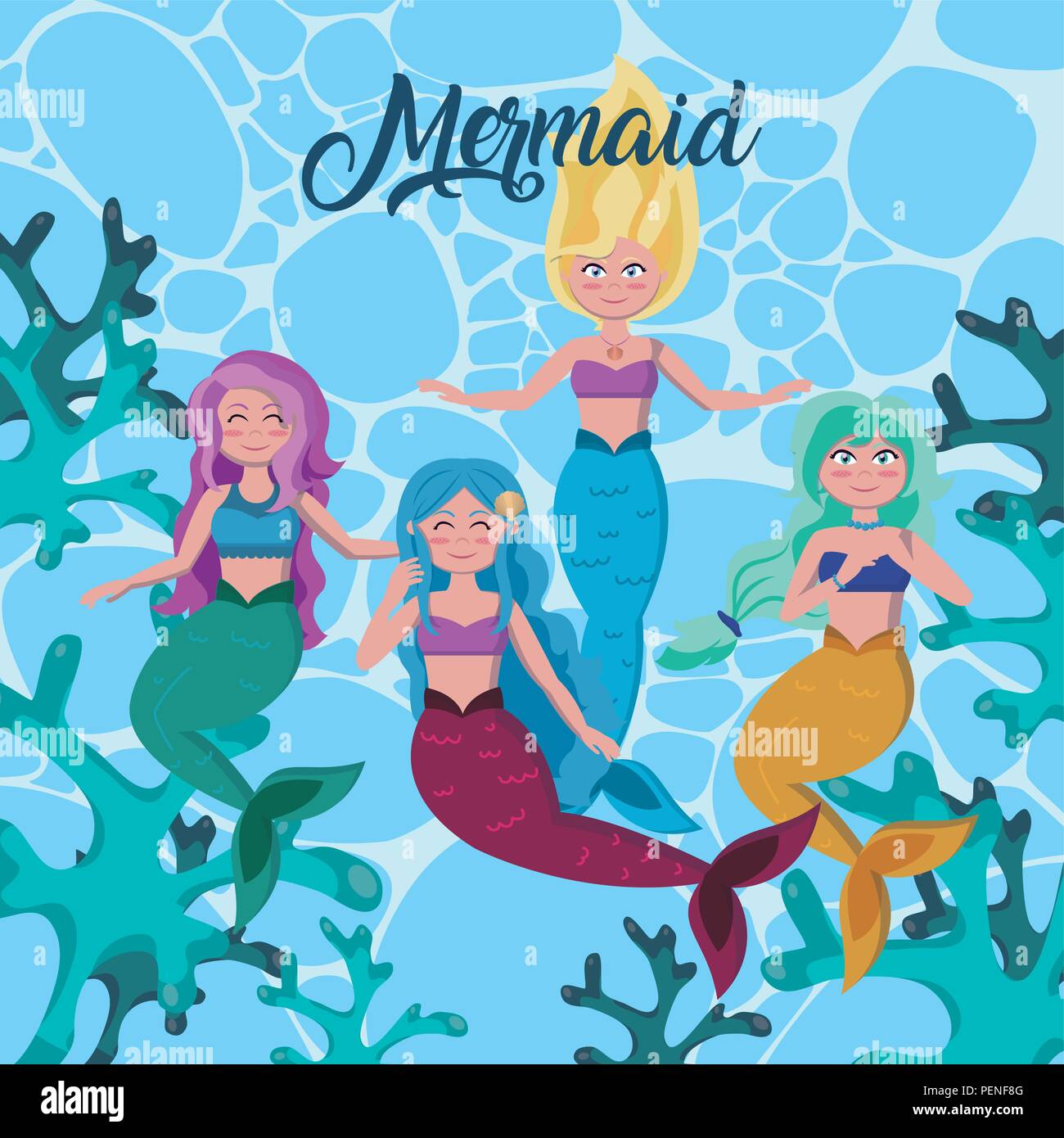 Beautiful mermaids cartoons Stock Vector Image & Art - Alamy