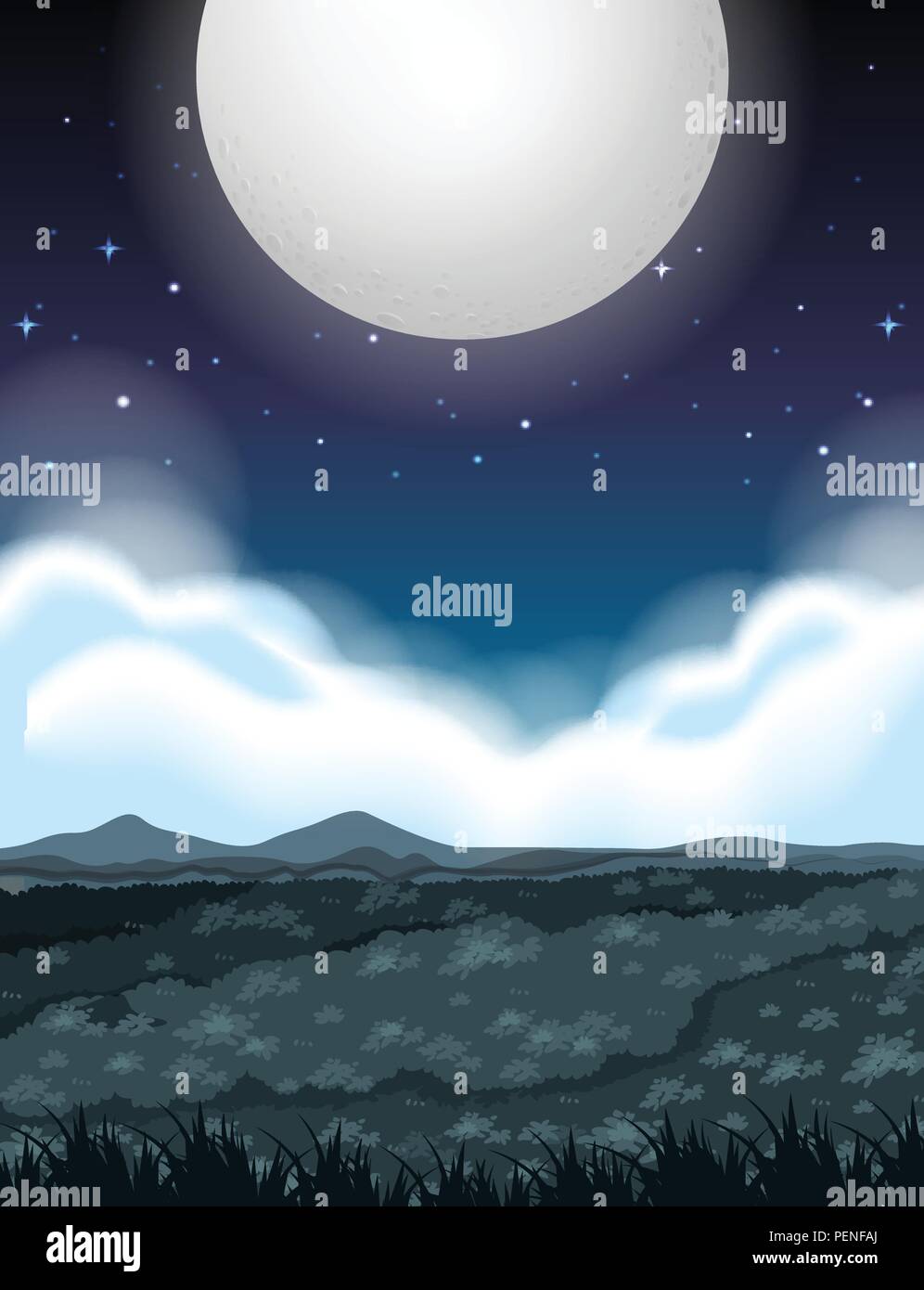 Big full moon night illustration Stock Vector Image & Art - Alamy