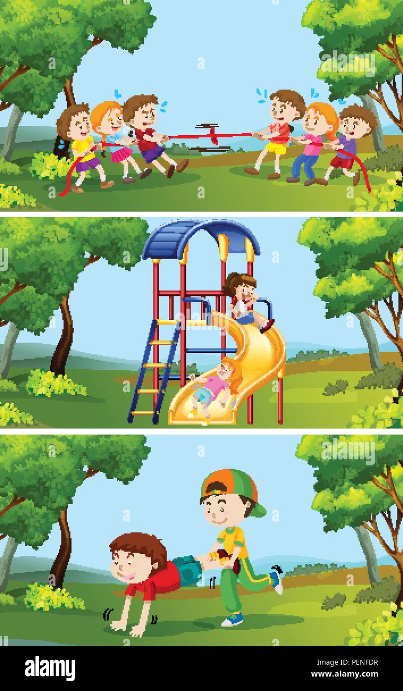 Boy girl playing outside Stock Vector Images - Alamy