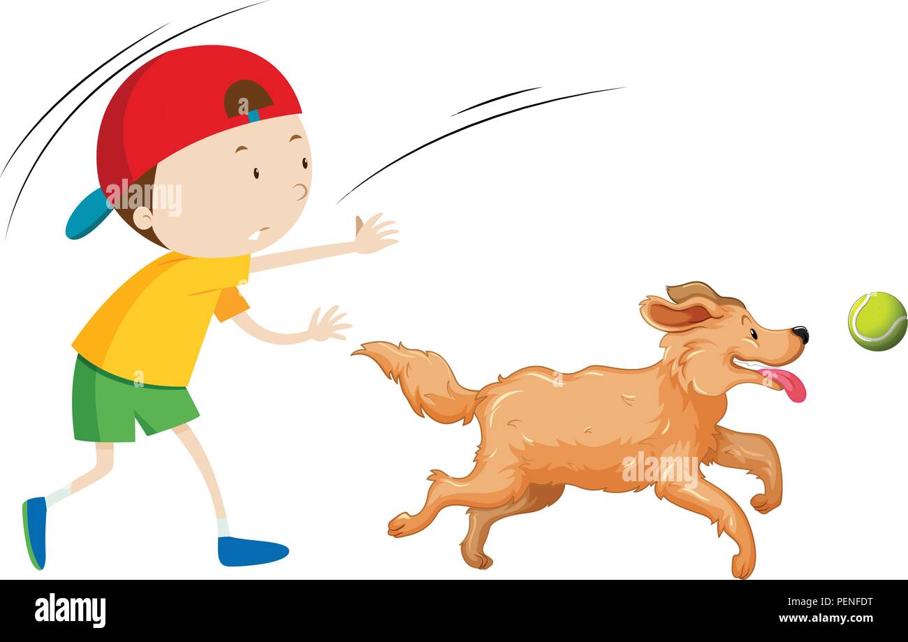 A boy training dog illustration Stock Vector Image & Art - Alamy