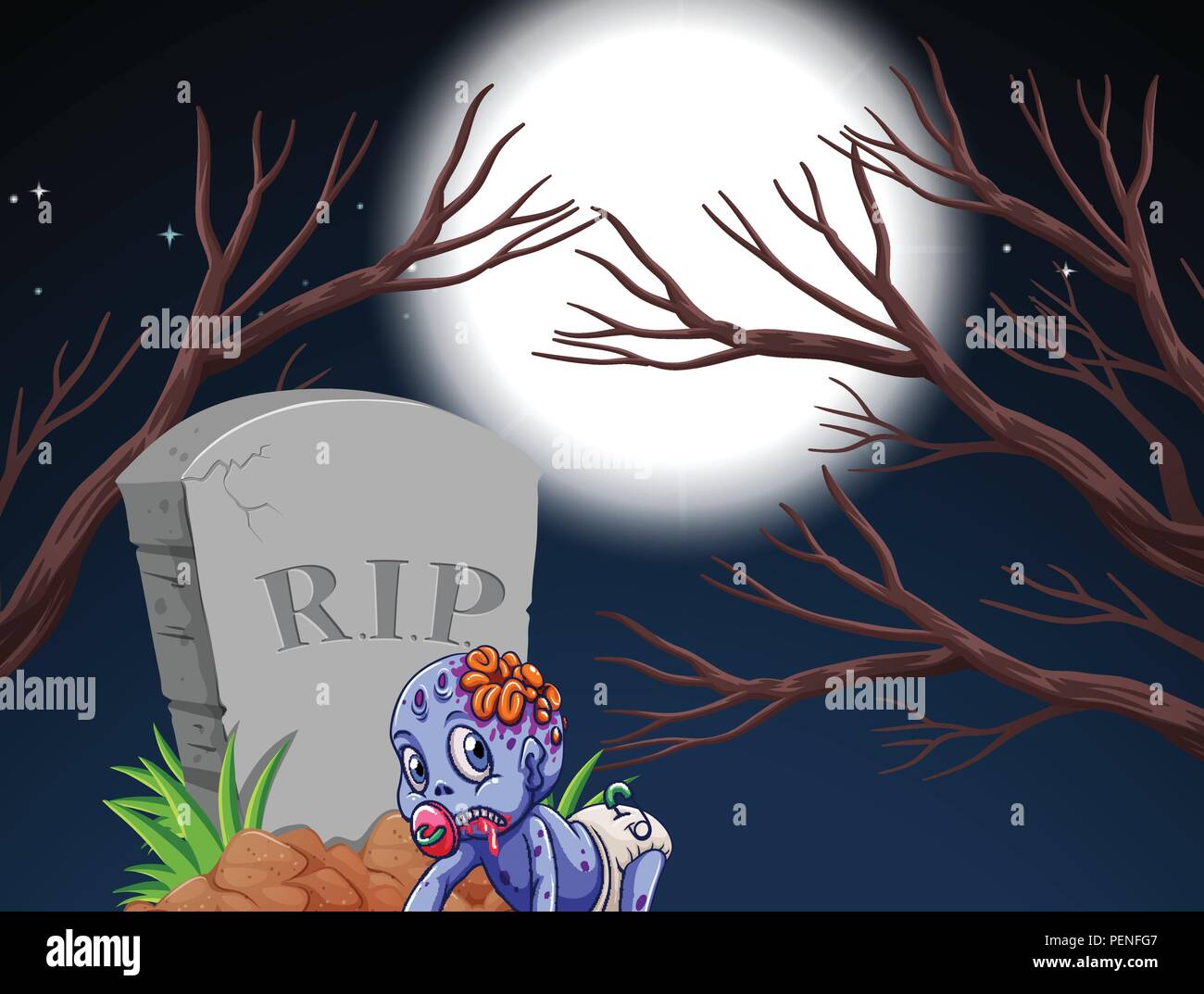 Cartoon illustration zombie tombstone hi-res stock photography and ...