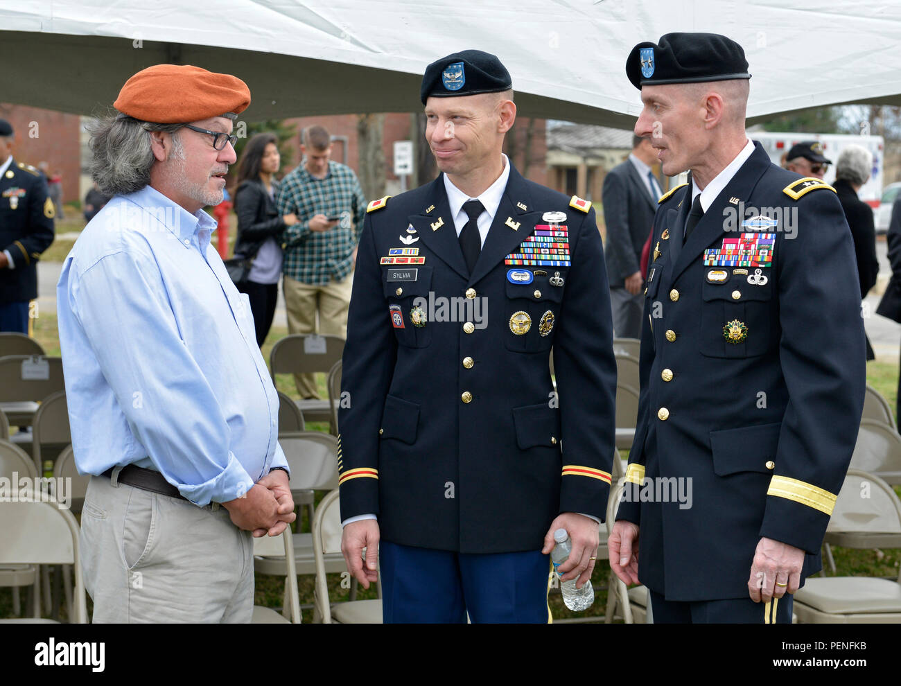 U.S. Army Maj. Gen. Gary Volesky, right, the commanding general of the 101st Airborne Division ...