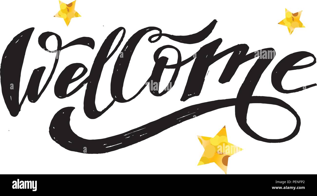 Welcome brush lettering card calligraphy hi-res stock photography and ...