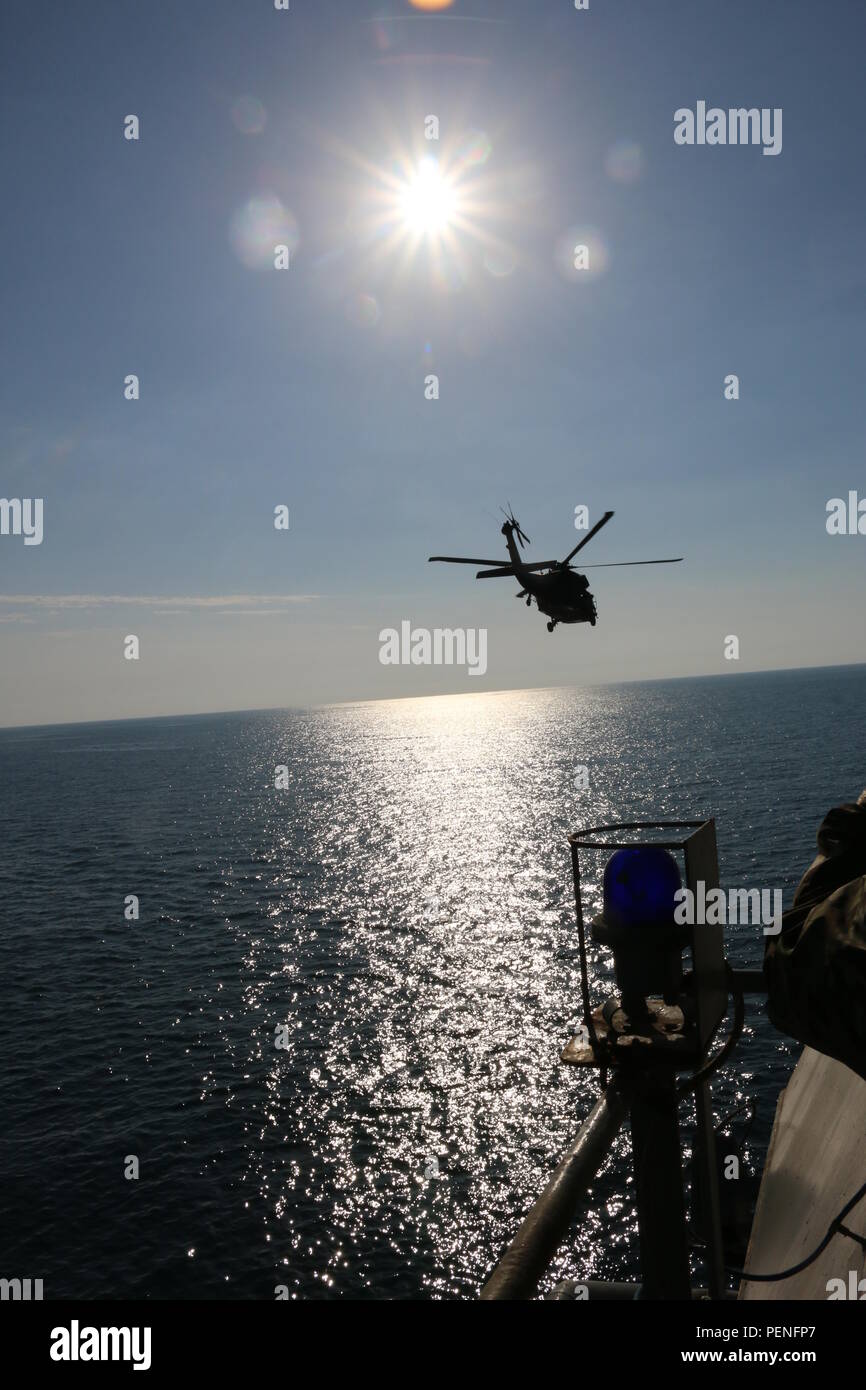 A UH-60 Black Hawk belonging to the 40th Combat Aviation Brigade takes ...