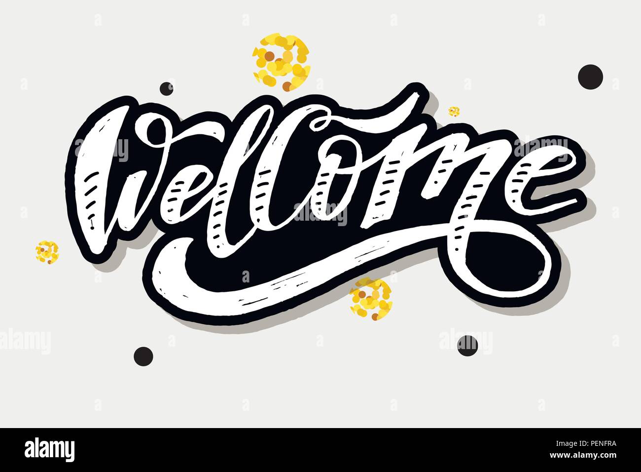 Welcome brush lettering card calligraphy hi-res stock photography and ...