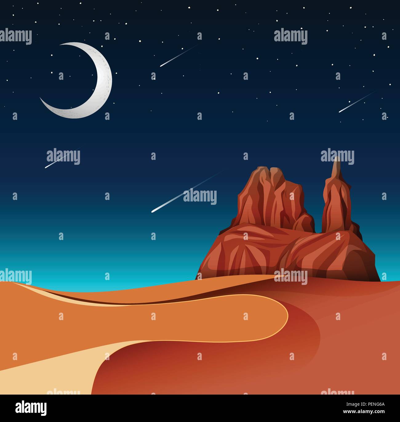 A desert landscape at night illustration Stock Vector Image & Art - Alamy
