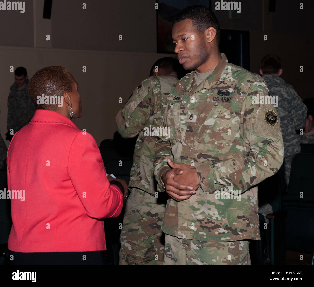 An U.S. Army Alaska NCO discusses the SHARP program with Monique ...