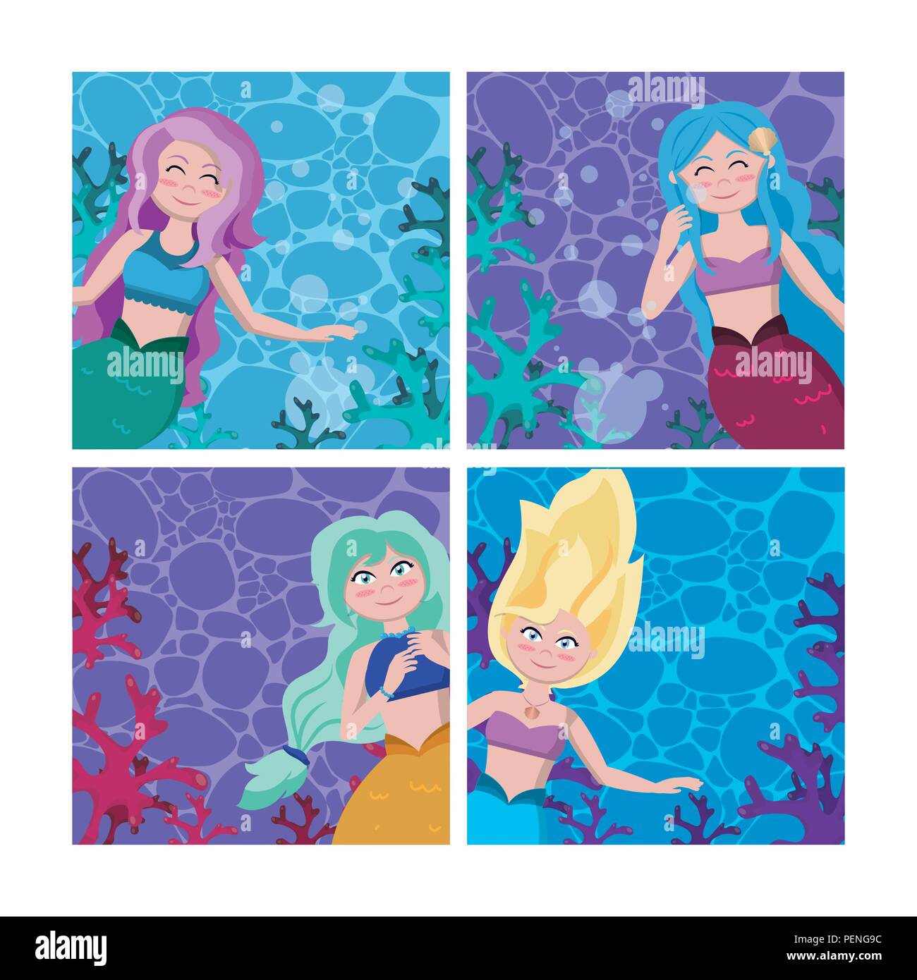 Set of mermaids cartoon Stock Vector Image & Art - Alamy