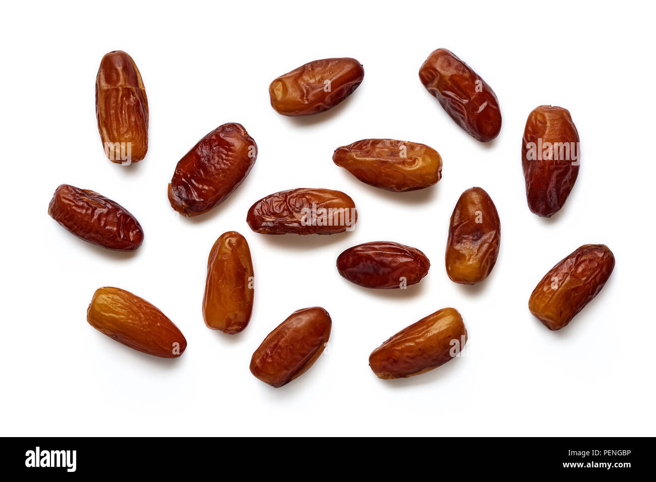 Dry dates isolated on white background. Top view. Flat lay Stock Photo ...