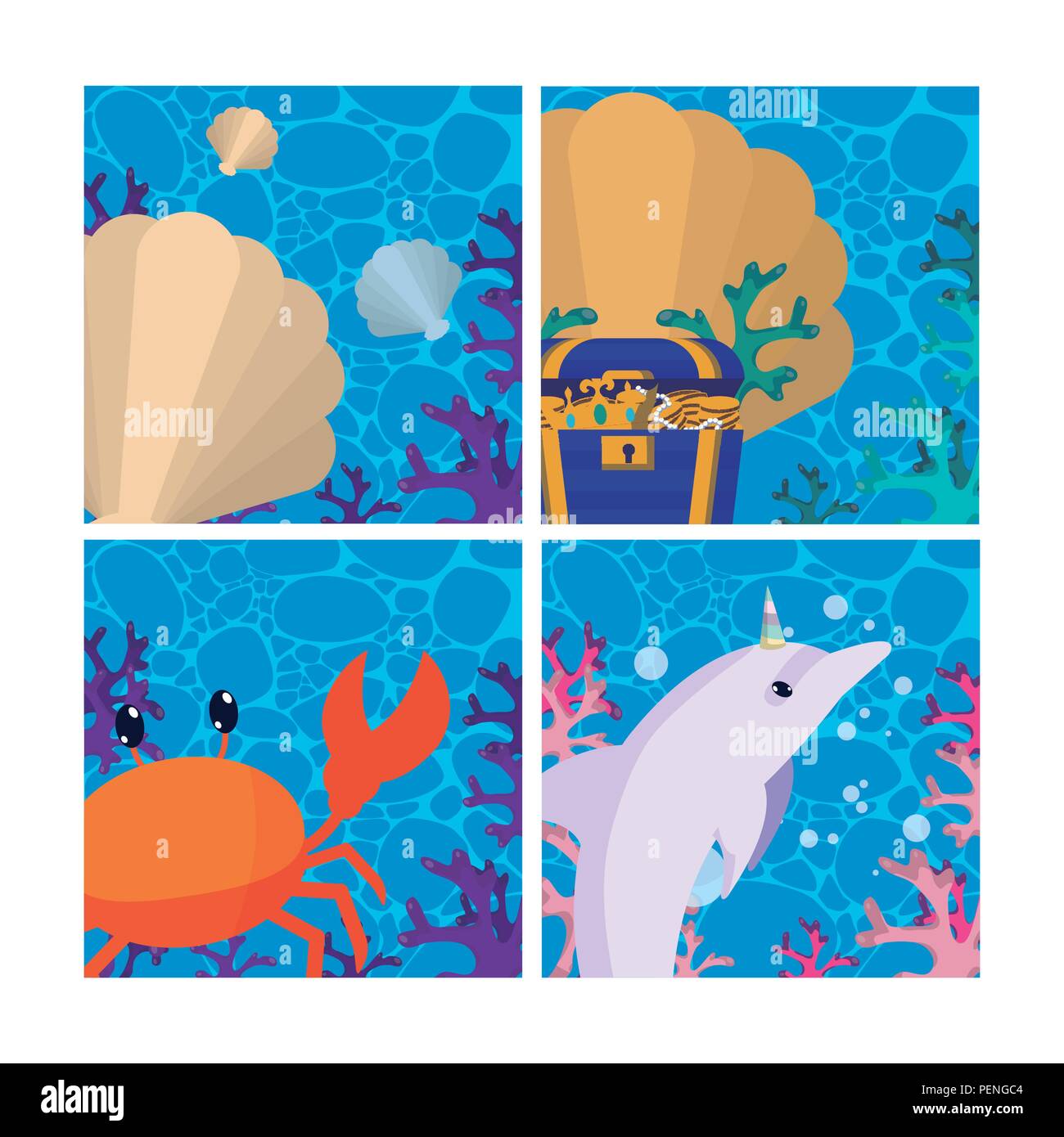 Set of sea cartoons Stock Vector Image & Art - Alamy