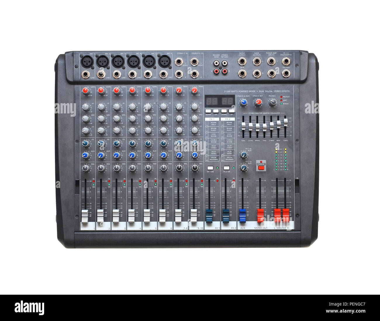 audio mixer console isolated on a white background Stock Photo - Alamy
