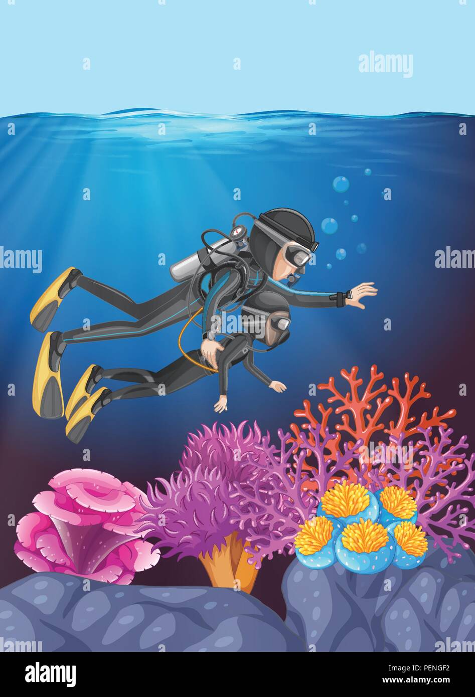 A kid learn to diving illustration Stock Vector Image & Art - Alamy
