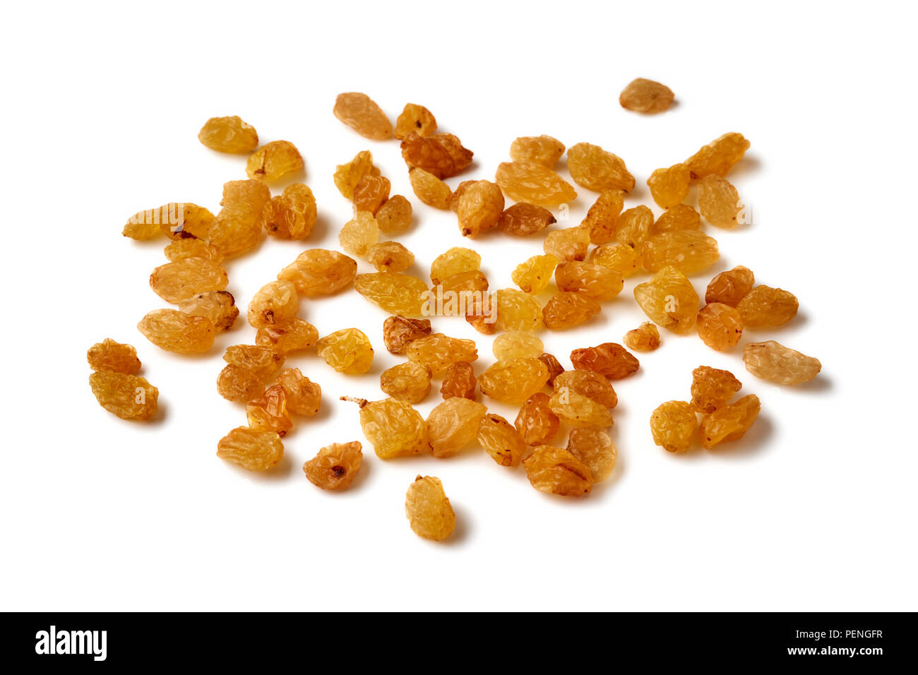 Yellow raisins isolated on white background Stock Photo - Alamy