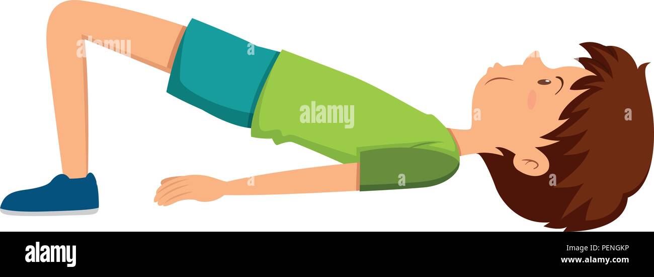 Young boy doing hip exercise illustration Stock Vector Image & Art - Alamy