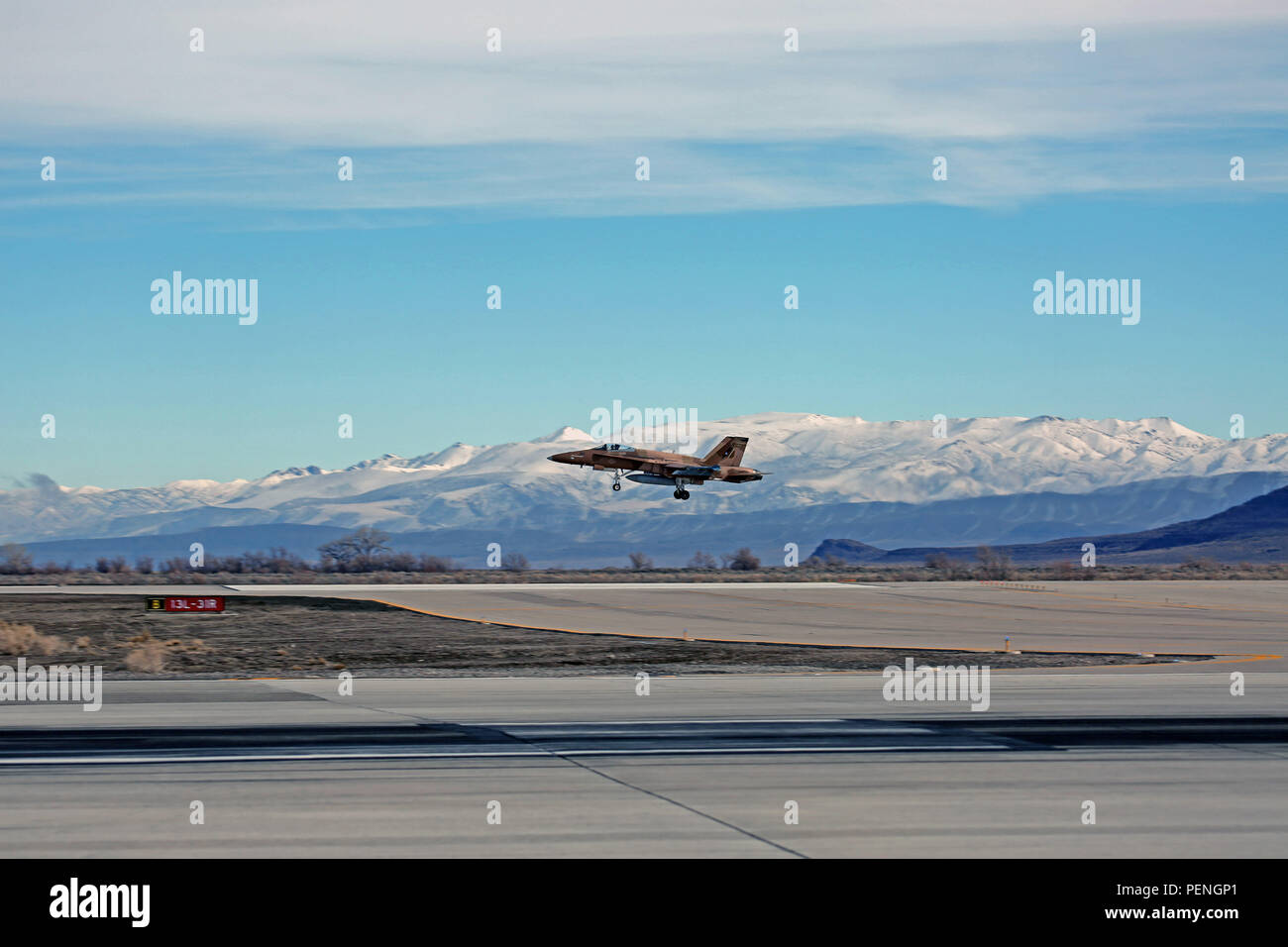 FALLON, Nev. (January 11, 2016) An F/A-18C Hornet, attached to the ...