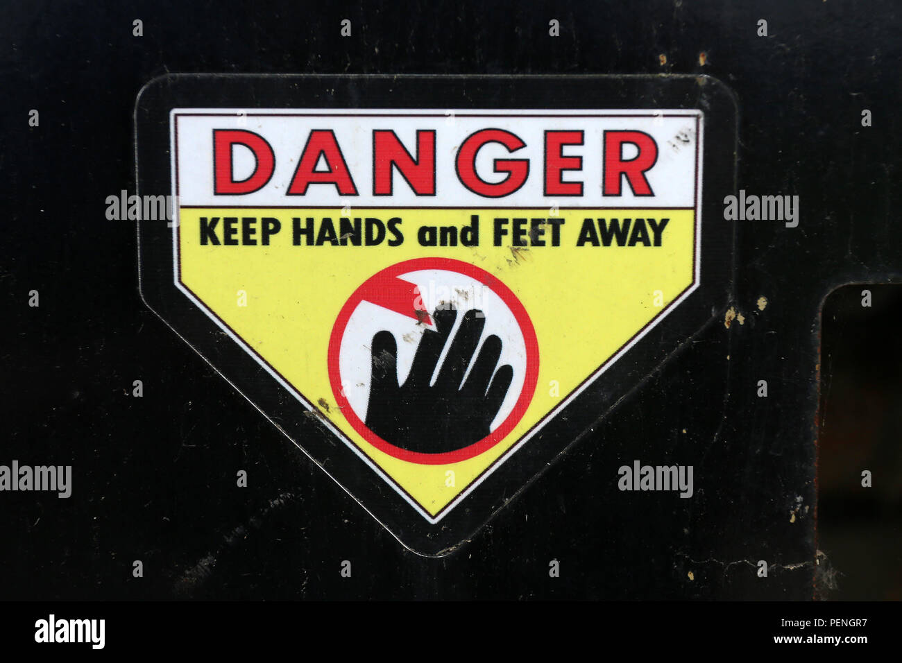 General view of the Danger Keep Hands and Feet Away sign ahead of Kent ...