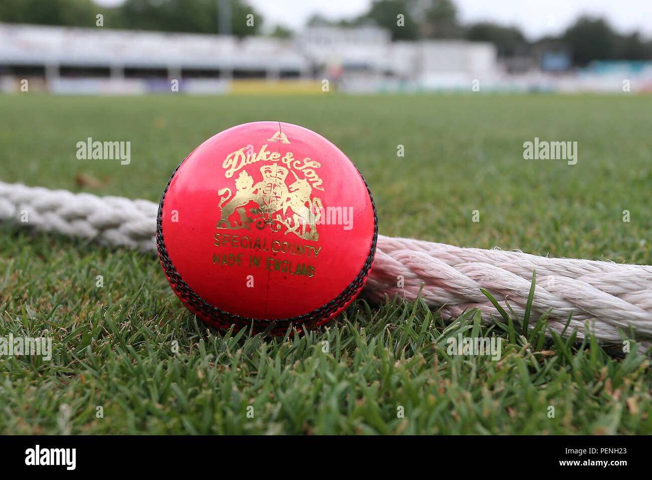 A Duke & Son pink day-night ball down by the boundary during Essex CCC ...
