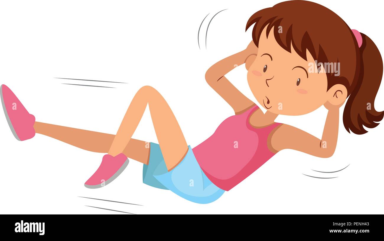 Young girl doing stomach exercise illustration Stock Vector Image & Art ...