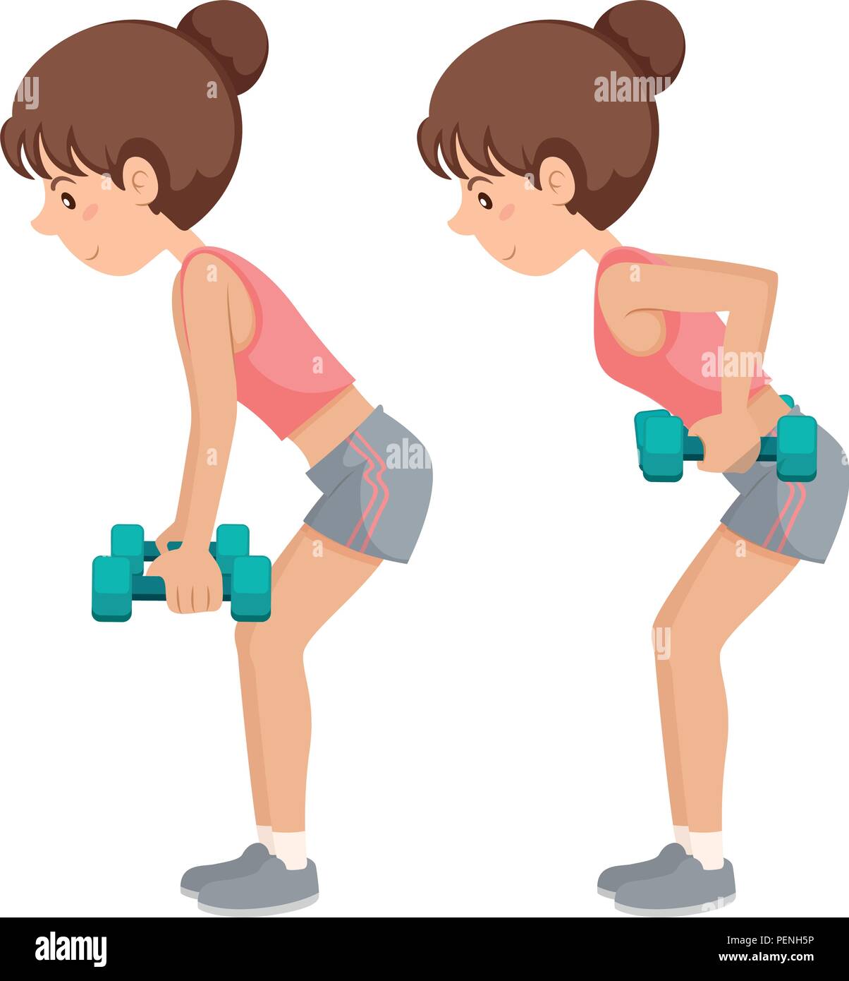 Girl doing weighted arm exercises illustration Stock Vector Image & Art ...