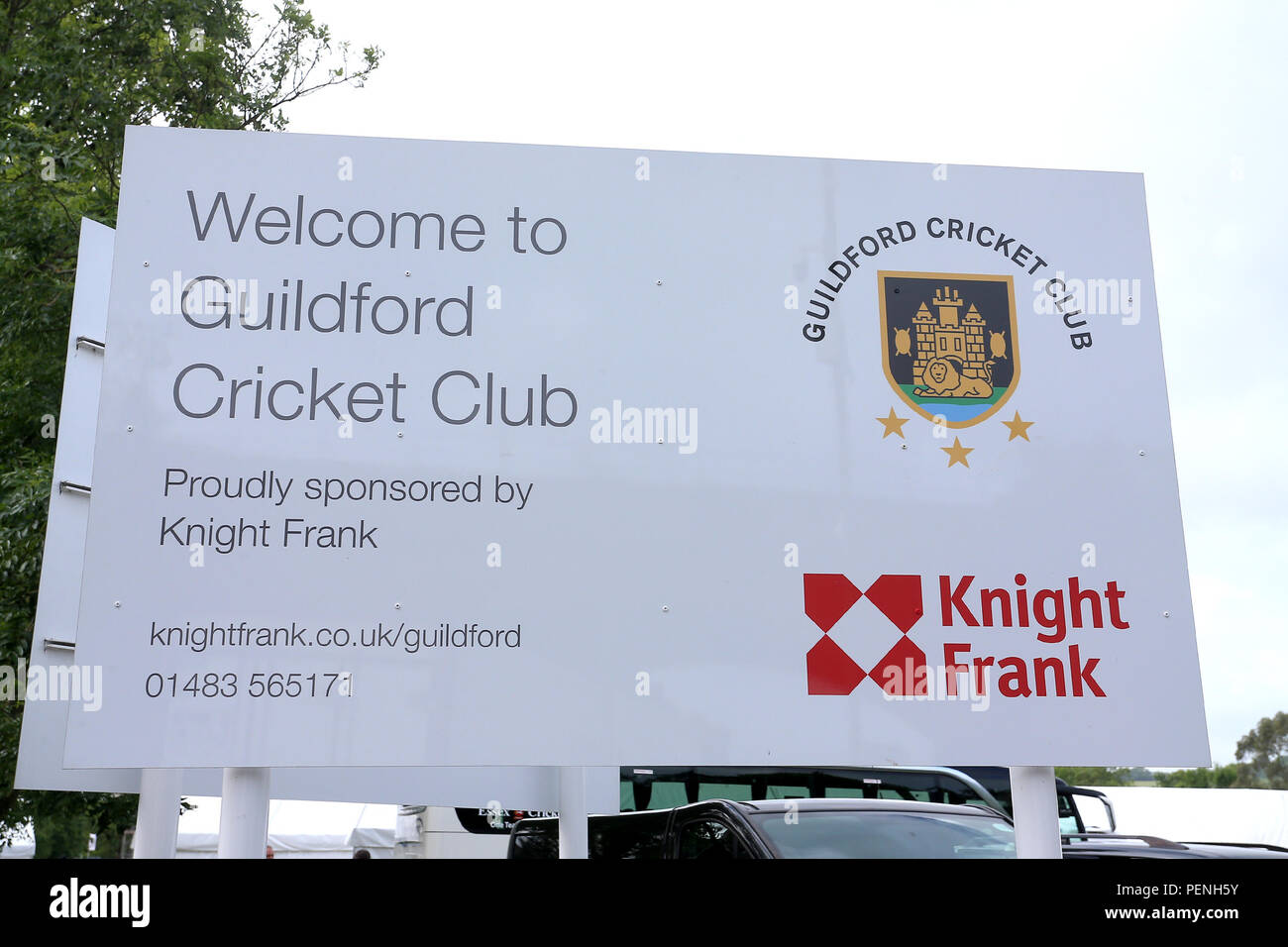 General view of the main sign ahead of Surrey CCC vs Essex CCC ...
