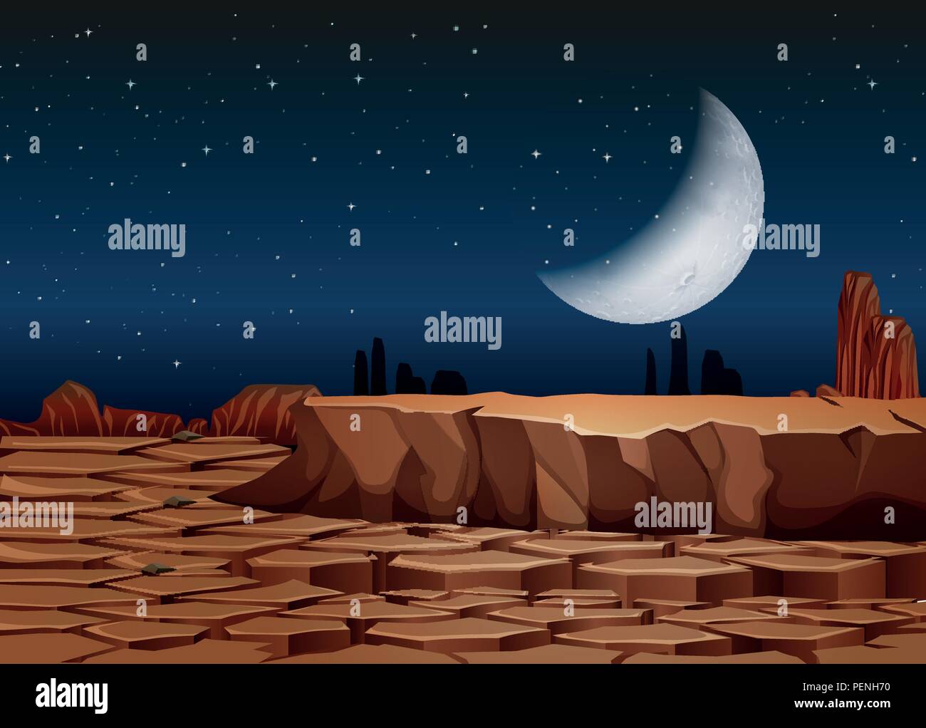 A dry land at night illustration Stock Vector Image & Art - Alamy