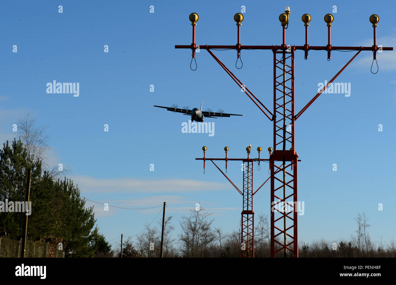 Ramstein Airmen land a C-130J Super Hercules on the runway as they ...