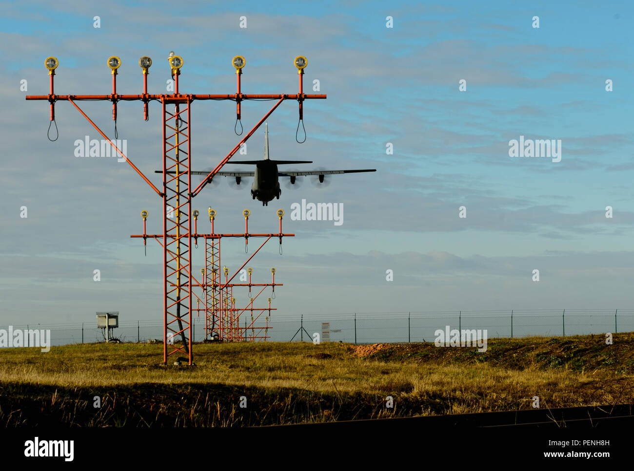 Ramstein Airmen land a C-130J Super Hercules on the runway as they ...