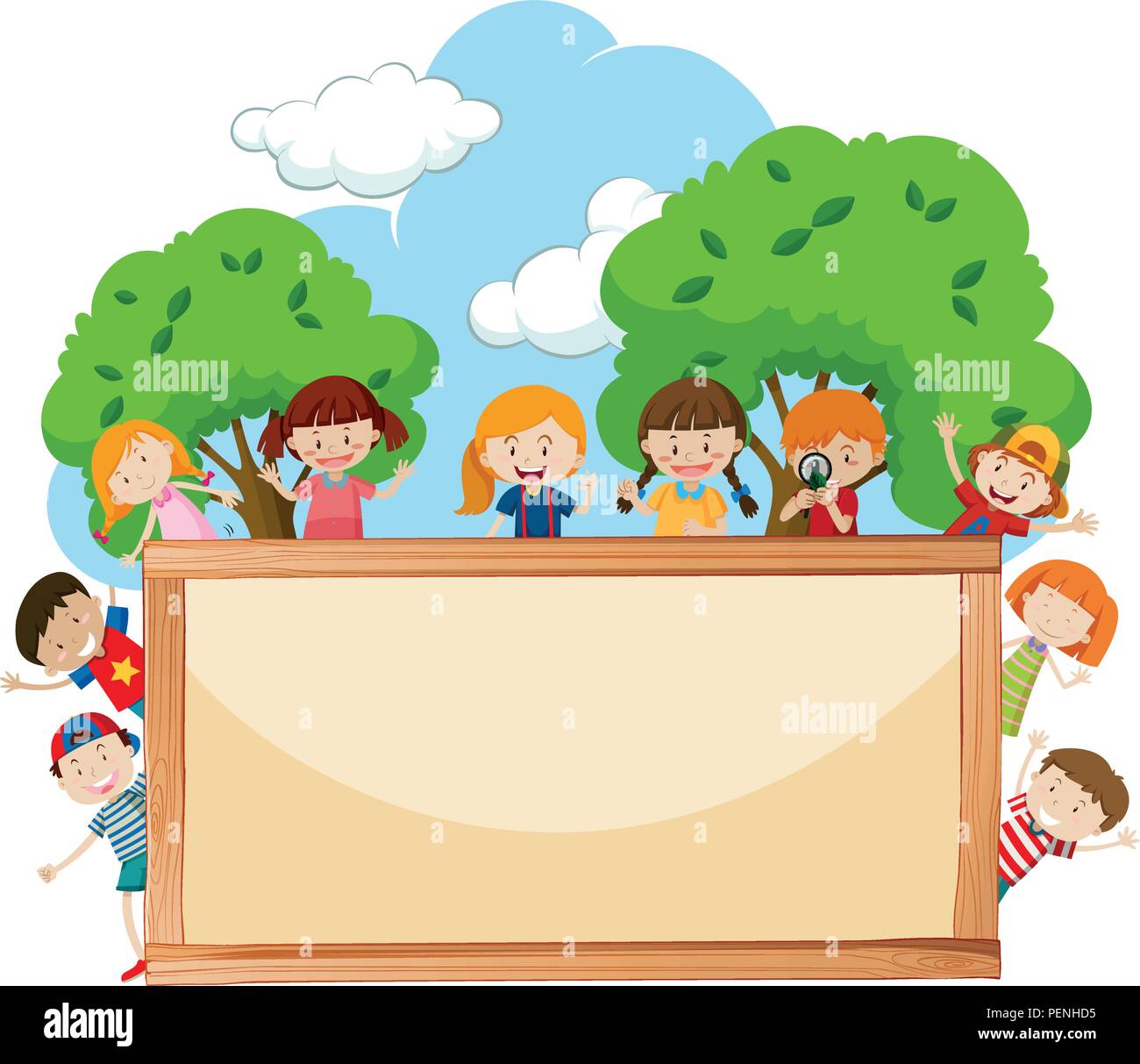 A frame board with happy children illustration Stock Vector Image & Art ...